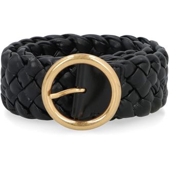 Bottega Veneta Geflochtener Lederg&uuml;rtel Goldschnalle - - Accessories - Damen - Schwarzk - 65 CM