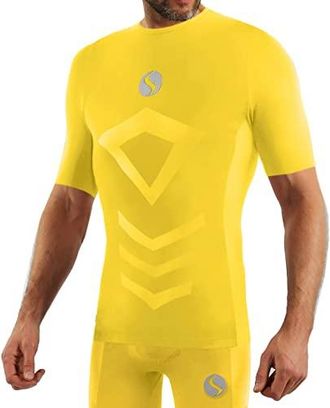 Sesto Senso sous-vêtement de Sport thermoactif pour Homme T-Shirt de Compression à Manches Courtes 2XL/3XL Jaune Yellow