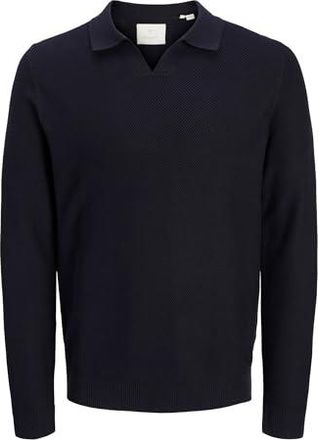 Jack & Jones Jprcceaston Knit Split Neck Sn, Bleu Nuit, XL