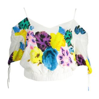 Desigual Geraffte Bluse mit Tr&auml;gern und kurzen &Auml;rmeln - - Blouses & Shirts - Damen - Mehrfarbig - XL