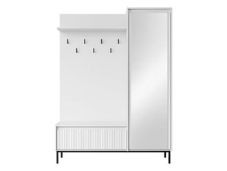 Mirjan24 Garderoben-Set Ozmi 1D1K, praktische Wandgarderobe mit 7 Kleiderhaken, Schrank mit 8 F&auml;cher und Schuhschrank geeignet als Flurgarderobe (Wei&szlig;)