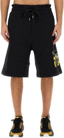 Versace Jeans Couture Logo-Embroidered Cotton Bermuda Shorts - Black