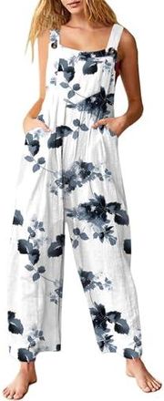 Generic EMUKFD Salopette boh&egrave;me pour femme - Style ethnique vintage - Patchwork - Jambe large - Imprim&eacute; floral - Combinaison d&eacute;t&eacute; d&eacute;contract&eacute;e - Barboteuse bo