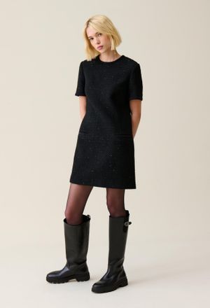 Claudie Pierlot Robe noire courte tweed