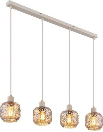 Globo Lighting Suspension lampe suspension plafonnier verre beige fumé E27 H 120 cm