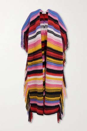 Chlo&eacute; &Uuml;berwurf Aus Makrameegarn Aus Recyceltem Kaschmir Mit Streifen Und Fransen - Lila