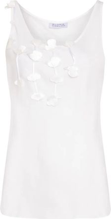 Gloria Coelho Top mit Blumen-Print - Wei&szlig;