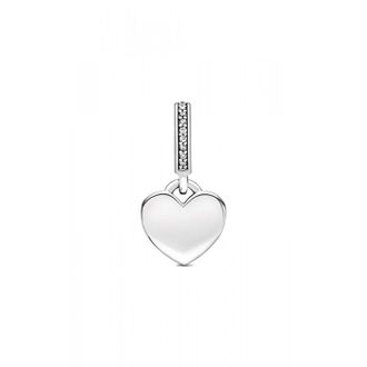 Pandora Moments Gravierbares Herz Charm-Anh&auml;nger aus Sterling Silber mit Zirkonia, Kompatibel Moments Armb&auml;nder, 798761C01