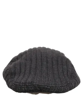 Dolce & Gabbana Men Dark Gray Wool Knitted Newsboy Capello Hat Virgin