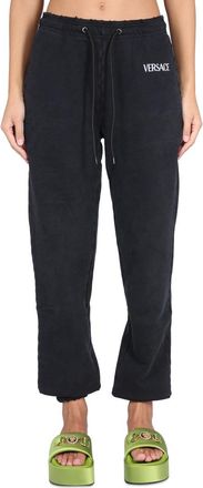 Versace Logo Cotton Jogging Pants - Black