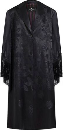 Etro Jacquard-Mantel mit Fransen - Schwarz