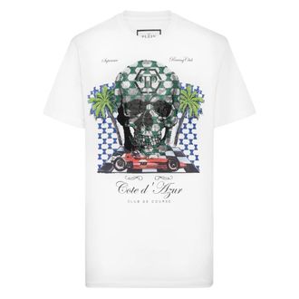 Philipp Plein T-Shirt Rundhalsausschnitt SS Cote D Azur - - Tops - Herren - Wei&szlig; - XL