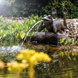 Esotec Esotec - Wasserspeier frosch + Solar-Teichpumpe Wasserspiel Gartenfigur 101650
