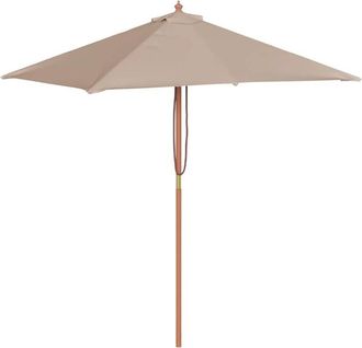vidaXL Parasol avec m&acirc;t en bois 150 x 200 cm Taupe