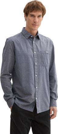 Tom Tailor Herren 1042652 Tailliertes Hemd mit Twill, 35978-NAvy a Fil, M