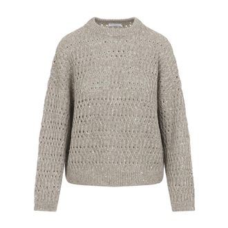 Brunello Cucinelli Femme, Pulls, Beige, Taille: 40 FR Pull en lin