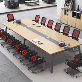 Generic Konferenztisch, gro&szlig; (240 cm L x 120 cm B x 75 cm H) f&uuml;r 10-12 Personen, zweifarbiges, geschwungenes Design, ideal f&uuml;r Meetings, Schulungen, Podcast-S