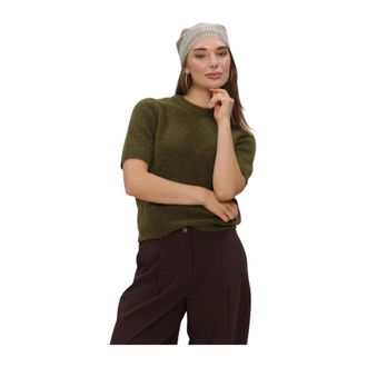 Y.A.S Johi SS Wollmischung Pullover - - Knitwear - Damen - Gr&uuml;n - L