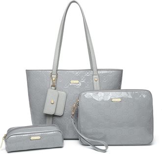 Miss Lulu Handtasche Tasche Damen Shopper Mittelgroß Schultertaschen 4 Pieces Set