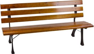 Dema Parkbank Gartenbank Garten Bank Vollholz mahagoniefarben Gusseisen 150x59x70,5cm