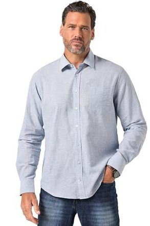 JP1880 Hommes Grandes Tailles Chemise en Lin m&eacute;lang&eacute;, Manches Longues et col Kent, Coupe Modern Fit - Jusquau 8 XL Bleu Clair L 834301711-L