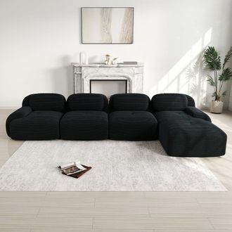 Generic F&uuml;r Arbeit & Entspannung: 4-Sitzer Ecksofa mit Chaiselongue, 32D Komfortpolster, rutschfest & frei kombinierbar - Ohne Montage f&uuml;r B&uuml;ro, Wohnzimmer, H