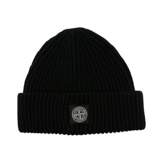 Stone Island N100002 Full Rib Beanie - - Accessories - Herren - Schwarzk - ONE SIZE