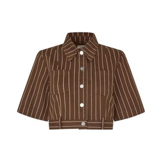 Baum Und Pferdgarten Pinstripe Majsa Hemd in Creme Braun - - Blouses & Shirts - Damen - Braun - XL