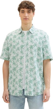 Tom Tailor Herren 1041392 Relaxed Fit Kurzarm Hemd mit Palmen-Muster, 35588-Green Summer Print, L