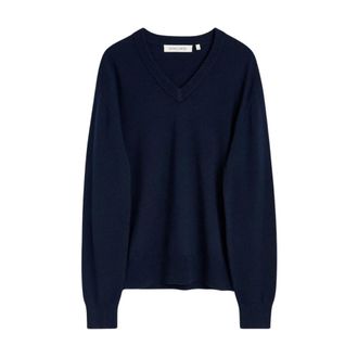 Sunflower Moon Merino V Neck - - Knitwear - Herren - Blau - L