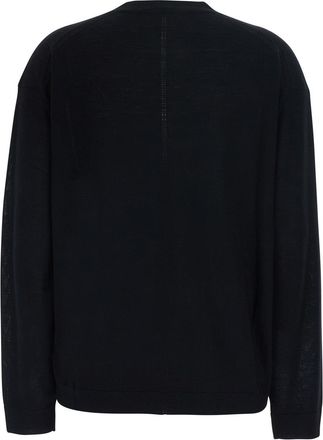 Semicouture Womens V-Neck Wool Sweater Jade Black Virgin Tops Top