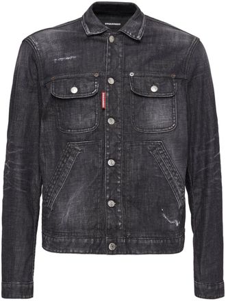 Dsquared2 veste en jean à effet usé - Noir