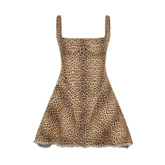 Roberto Cavalli Kleid mit Leopardenmuster und Fransen - - Dresses - Damen - Braun - L