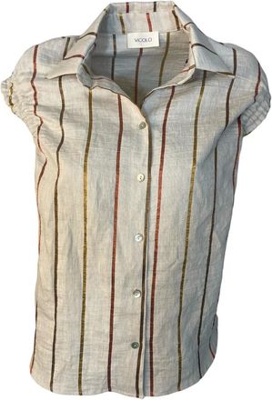Vicolo Femme, Blouses et Chemises, Beige, Taille: 42 FR Haut Blouse Ray&eacute;
