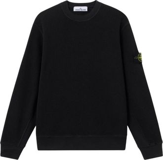 Stone Island Homme, Sweatshirts et sweats &agrave; capuche, Noir, Taille: L Waffle Fleece Crewneck