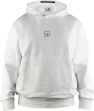 C.P. Company C.p. Company, Homme, Sweatshirts et sweats &agrave; capuche, Blanc, Taille: 2XL Logo-print Stretch-cotton Sweat &agrave; capuche