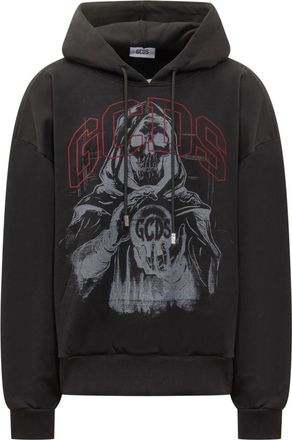GCDS Gcds, Homme, Sweatshirts et sweats &agrave; capuche, Noir, Taille: L/Xl Gothic Printed Sweat &agrave; capuche