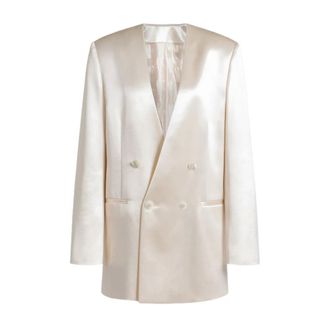 Alberta Ferretti Femme, Vestes, Blanc, Taille: 40 FR Blazer Croisé à Col en V
