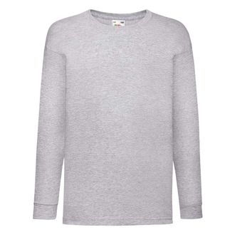 Fruit Of The Loom Kinder Langarmshirt Longsleeve Valueweight T / Heather Grey, 116