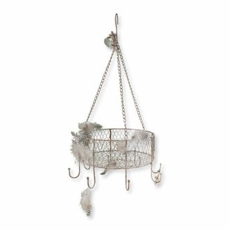 Loberon Korb Wingaerde, mit praktischen Haken Versehen, vielseitig verwendbar, Dekoration, Stauraum, Organisation, Garderobe, Eisen, antikweiß