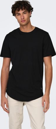 Only & Sons Rundhalsshirt ONLY & SONS ONSMATT LONGY SS TEE NOOS, Herren, Gr. L, schwarz, Jersey, Obermaterial: 100% Baumwolle, unifarben, schmal normal, Rundhals,