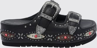 Kurt Geiger Glattleder-Keilsandalen mit Nieten und Stickerei