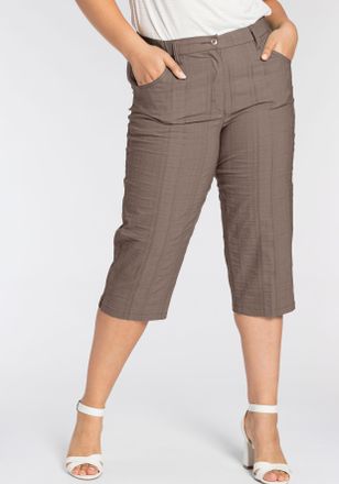 KjBrand Caprihose KJBRAND Babsie: bequemer Oberschenkel, Damen, Gr. 42, N-Gr, taupe gestreift, Web, Obermaterial: 47% Baumwolle, 45% Polyester, 6% Viskose, 2%