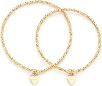 Leonardo Leonardo Jewels Armb&auml;nder Amore Mutter & Tocher, Armkettchen-Set auf Gummizug mit goldfarbenen Edelstahl-Perlen und Herz-Anh&auml;nger, Schmuck Geschenk, 0