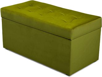 MG Design Polsterhocker 45 x 90 cm Grün mit großem Stauraum (ca. 100 L), bis 300 kg belastbar, weich mit dezentem Schimmer, pflegeleicht - Wohnbereich, Schlafra