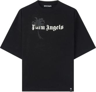 Palm Angels T-shirt regular Palmier Bross&eacute; - Homme - Tops - Noir - Taille: M