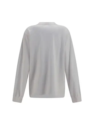 Alexander Wang Womens Long-Sleeve Logo T-Shirt White Cotton T-Shirts And Polos