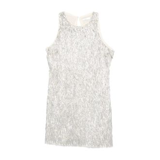 Patrizia Pepe Femme, Robes, Blanc, Taille: 42 FR Mini robe en tulle avec cascade de sequins