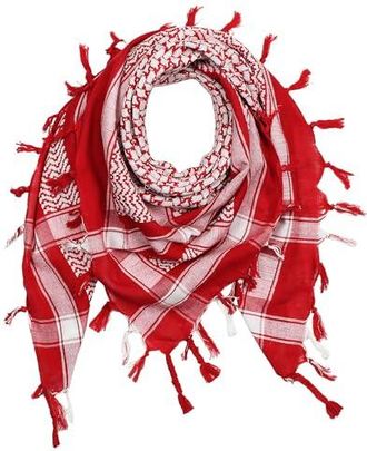 Freak Scene Kufiya - rouge - blanc - 100 x 100 cm - Shemagh - foulard Arafat palestinien - keffieh en coton