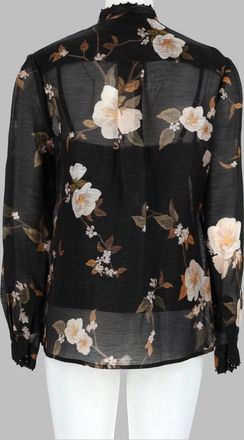 Zimmermann Floral Embroidered Linen Silk Blouse - Black